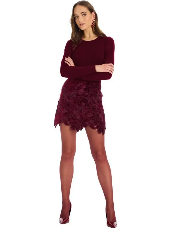 Allison Martina Mini Skirt - Burgundy