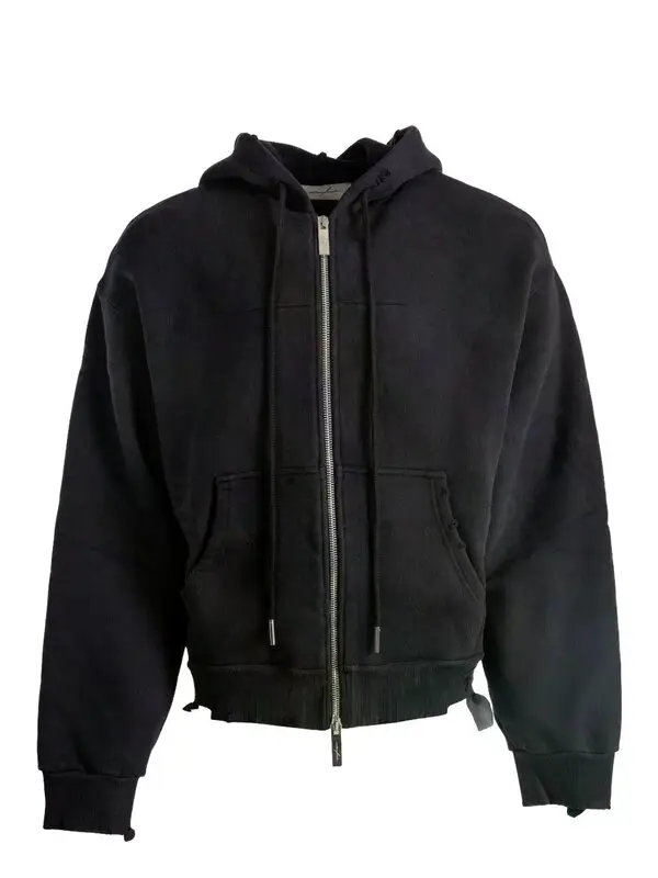 MATIÈRES FÉCALES Zip-up Hooded Jacket - Black
