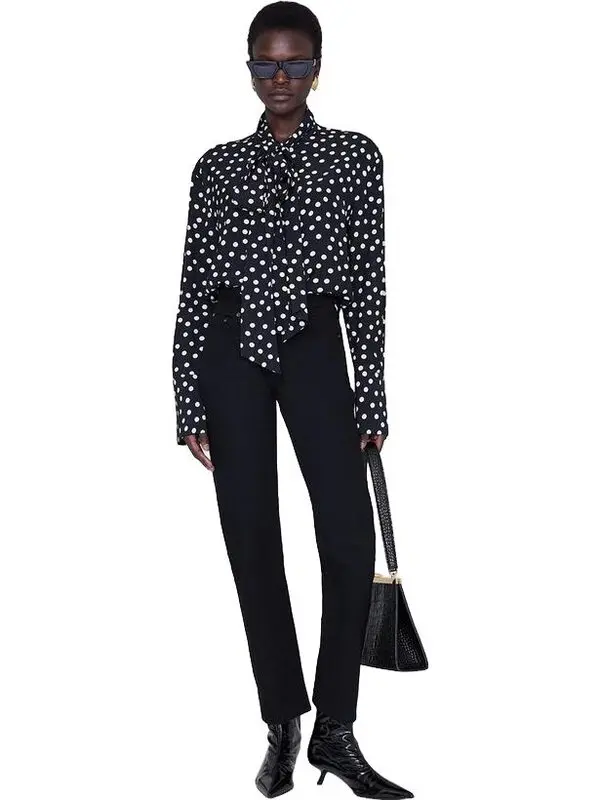 ANINE BING Ruby Double Dot Jacquard Shirt - Black