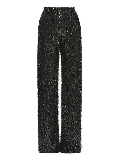 Oscar De La Renta Floating Sequin Wide-leg Pant - Natural