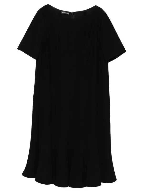 Emporio Armani Short Sleeve Flared Hem Dress - Black