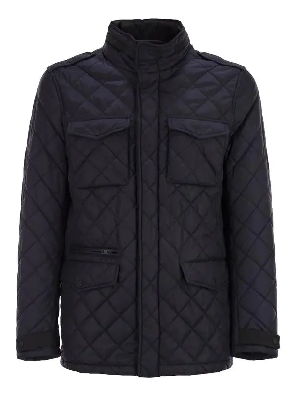 Herno Diamond Quilted Field Jacket - Blue