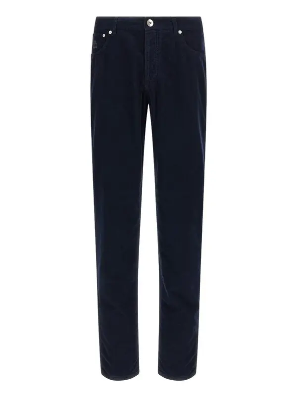 Brunello Cucinelli Corduroy Straight Leg Trousers - Blue