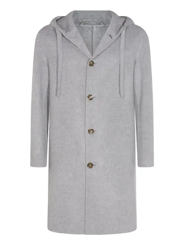LARDINI Wool-cashmere Hooded Coat - Beige