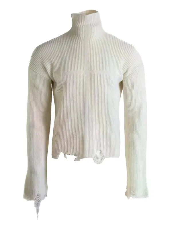 MATIÈRES FÉCALES Ribbed Knit Sweater - White