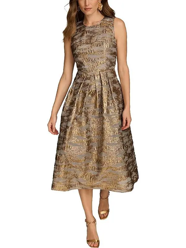 Donna Karan New York Brocade A-line Midi Dress - Gilded Multi