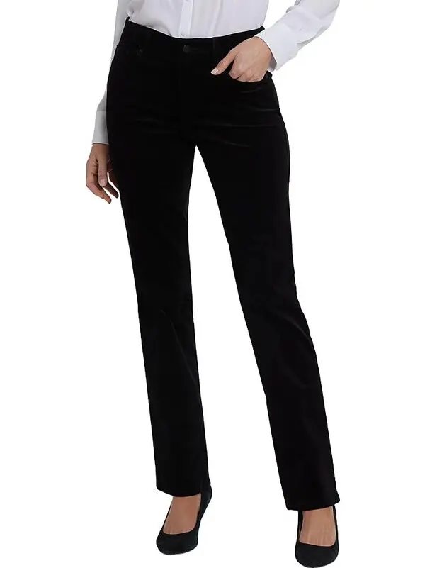 NYDJ Marilyn Velveteen High Rise Straight Jeans - Black