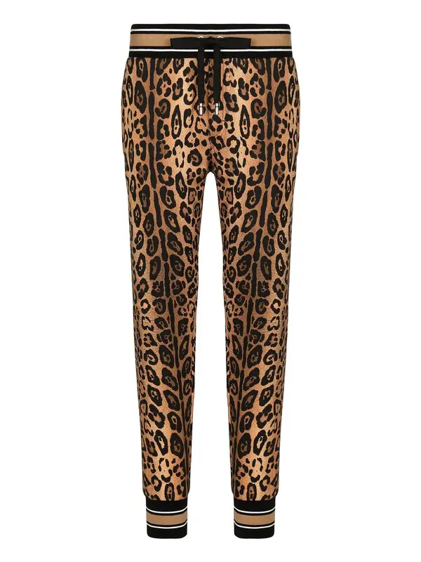 Dolce & Gabbana Jogging Pants With Leopard- Crespo And Tag - Print