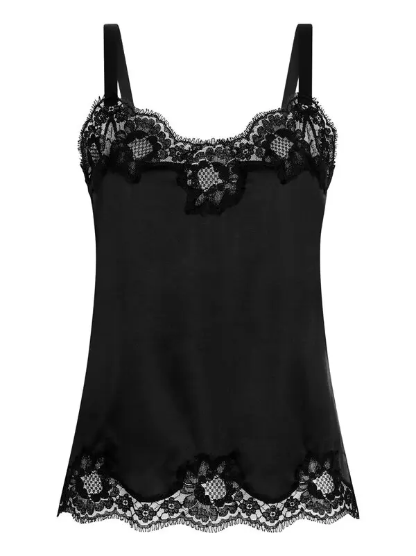 Dolce & Gabbana Satin Camisole With Lace Detailing - Black