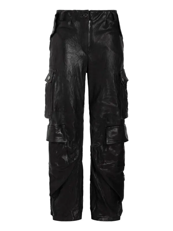 Dolce & Gabbana Leather Cargo Pants - Black