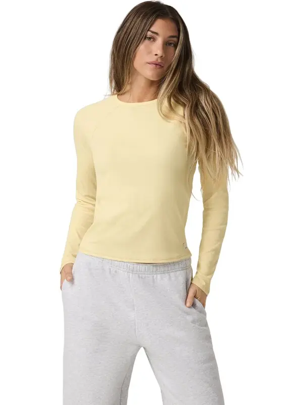 Vuori Long Sleeve Crew Neck Shirt - Lemon Snap