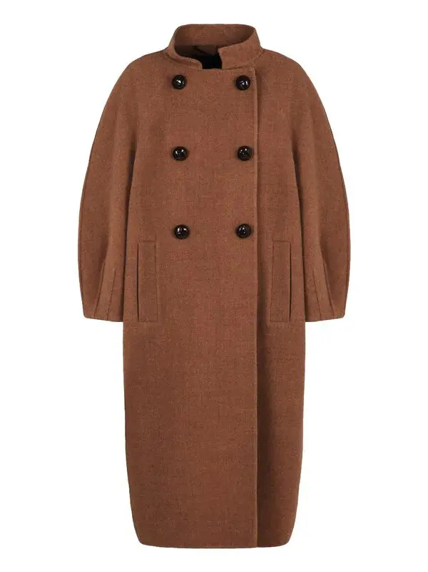 Max Mara Couture Coat In Double Wool - Brown