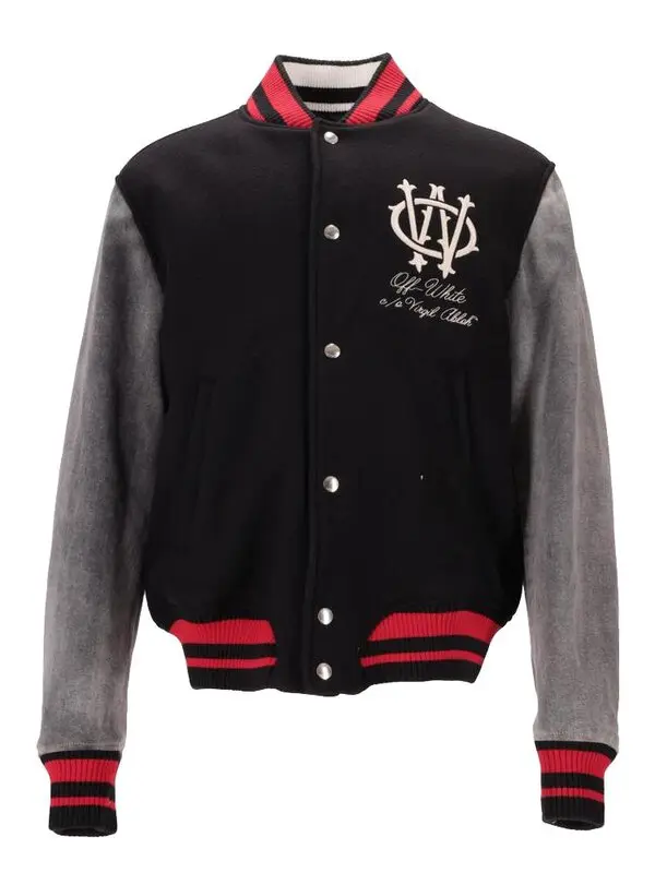 Off-White Gothic Ow Wool Varsity Jacket - Black/frozen Dew