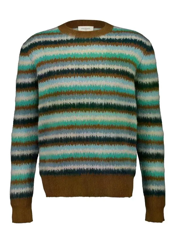 PIACENZA CASHMERE 1733 Striped Long-sleeve Sweater - Blue
