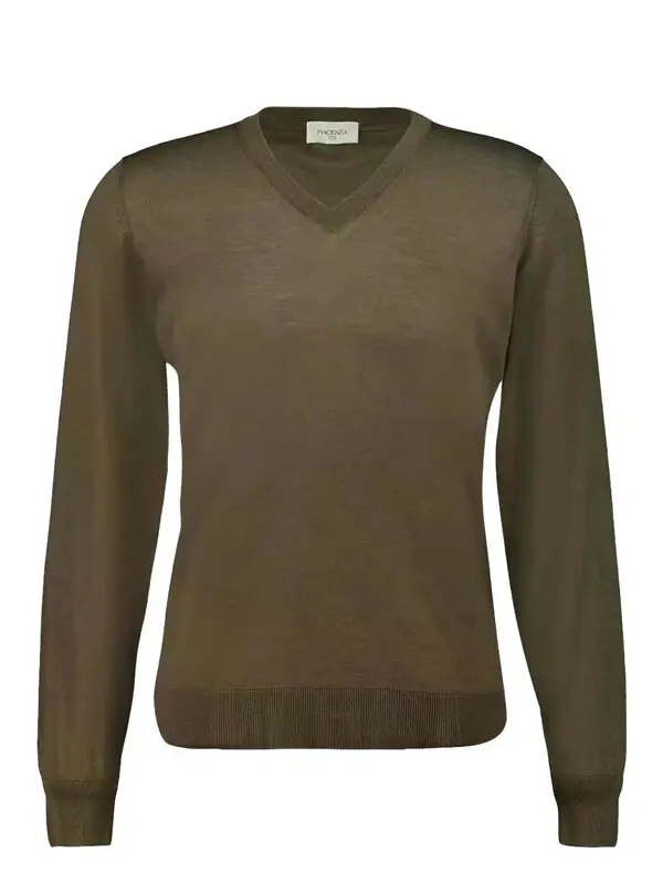 PIACENZA CASHMERE 1733 V-neck Long-sleeve Sweater - Green