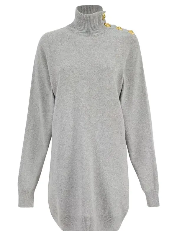 Balenciaga Batwing Button Mini Dress - Grey