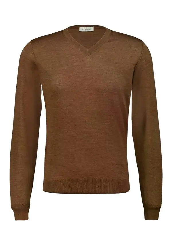 PIACENZA CASHMERE 1733 Long-sleeve V-neck Sweater - Brown