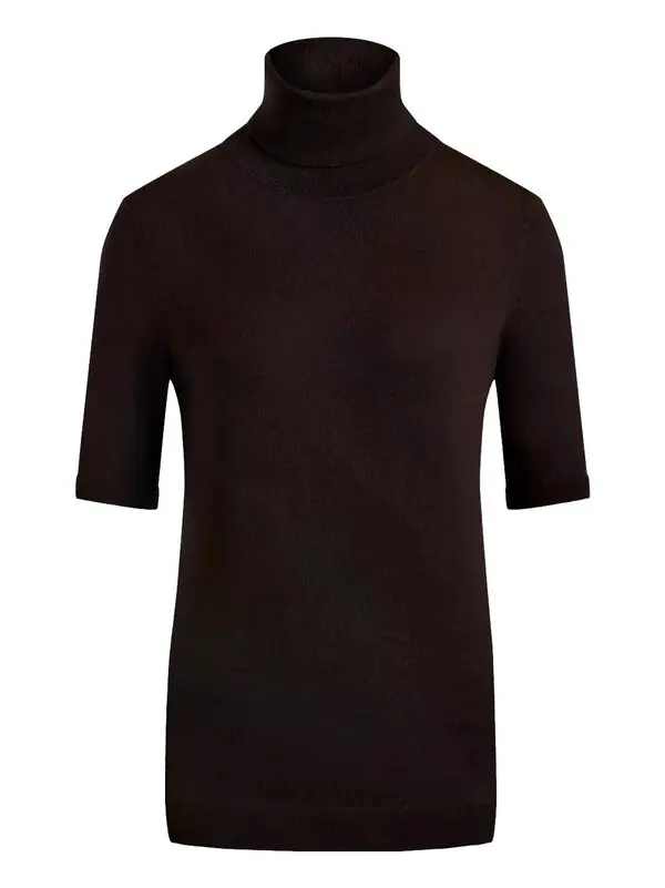 12 STOREEZ Short-sleeve Turtleneck Top - Brown