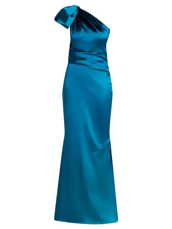 Talbot Runhof One-shoulder Knot Gown - Blue