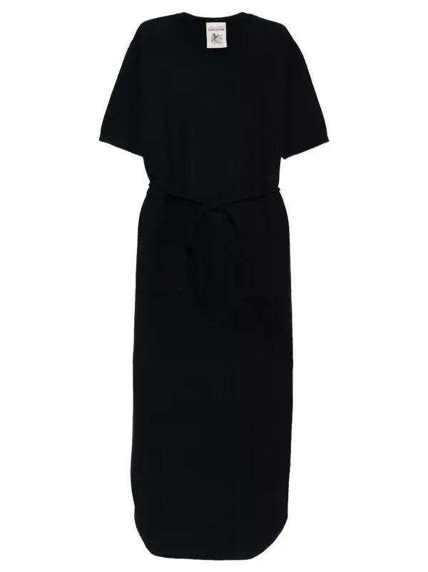 SEMICOUTURE Wool Tie Dress - Black