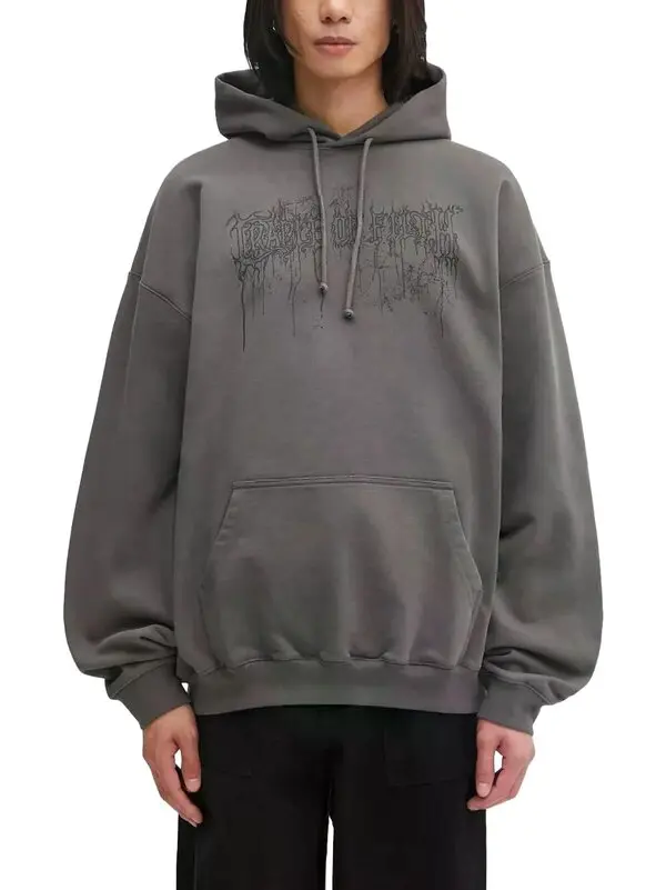 Vetements Graphic-print Long-sleeve Hoodie - Grey