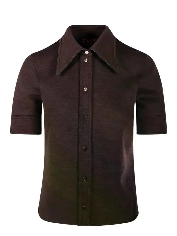 Gucci Short-sleeve Point-collar Shirt - Brown