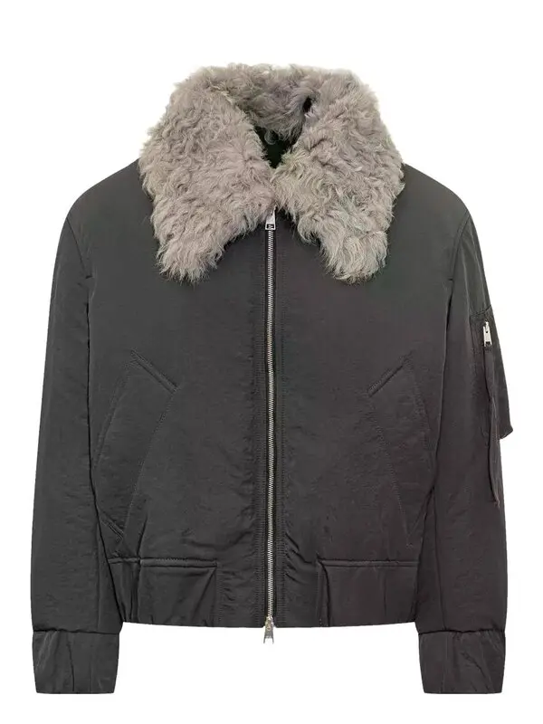 Ami Faux Fur-collar Bomber Jacket - Grey