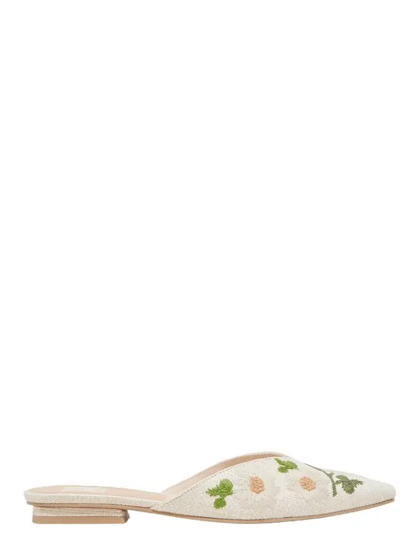 DOLCEVITA Elm Floral Raffia Mules - White Floral Raffia