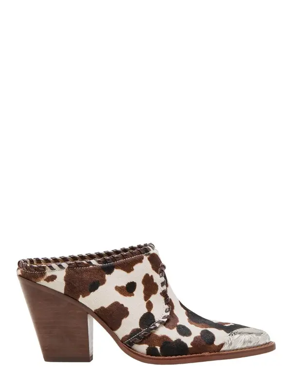 DOLCEVITA Jolyn Heeled Mules - Cocoa Taurus Calf Hair