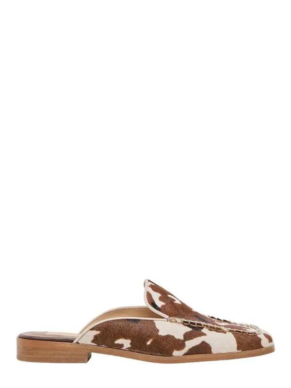 DOLCEVITA Bradly Cow Print Calf Hair Mules - Cocoa Taurus Calf Hair