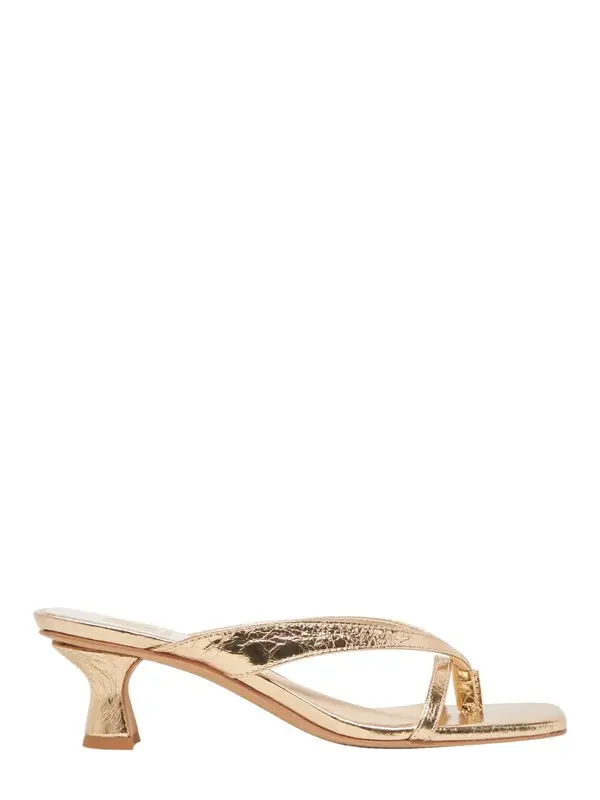 DOLCEVITA Brevel Heeled Sandals - Gold Distressed Leather