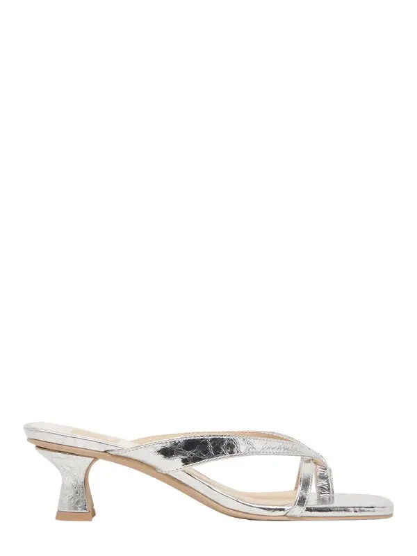 DOLCEVITA Brevel Heeled Sandals - Silver Distressed Leather