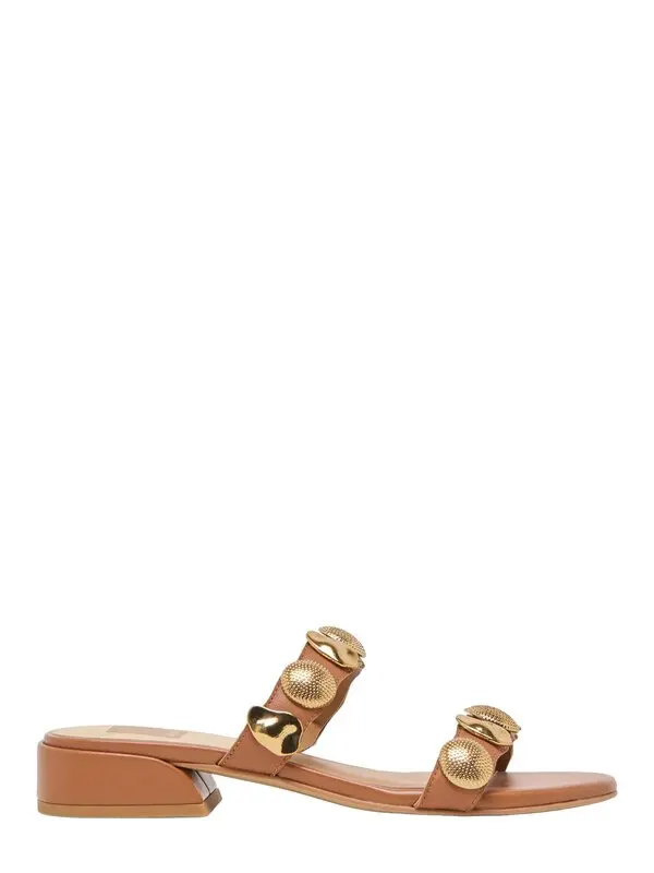 DOLCEVITA Farrow Studded Leather Sandals - Saddle Leather