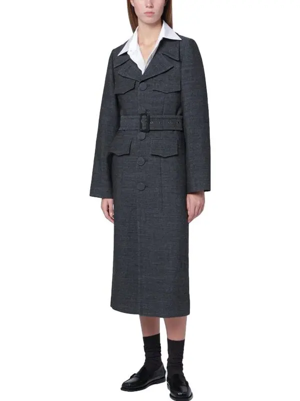 NAMACHEKO Wool Coat With Belt - Grey