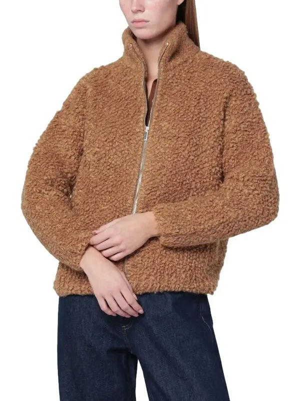 Max Mara Bouclé Zip-up Cardigan - Beige