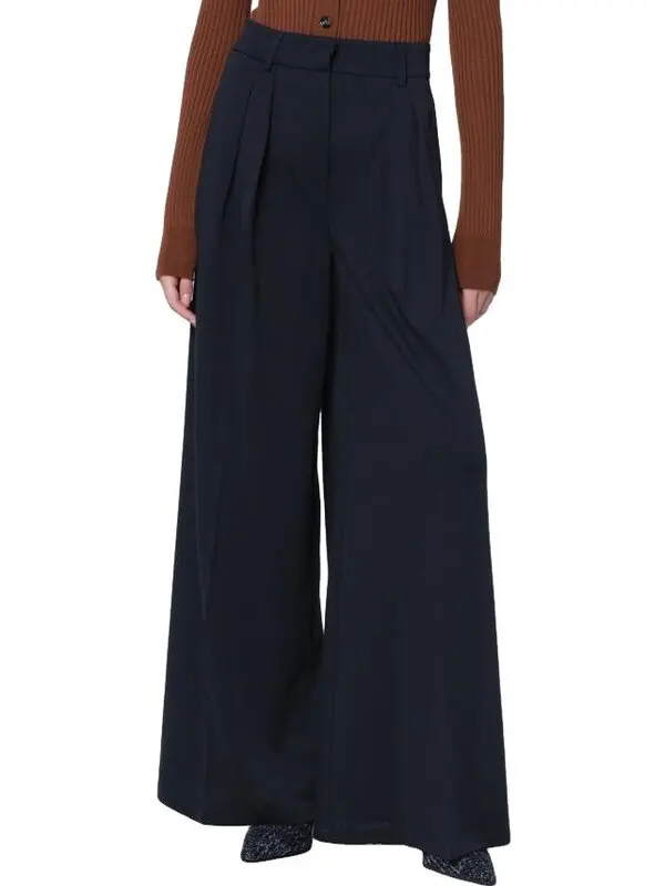 Max Mara Wool Jersey Palazzo Trousers - Blue
