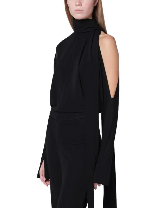 FRANCESCO MURANO One-shoulder Jersey Blouse - Black