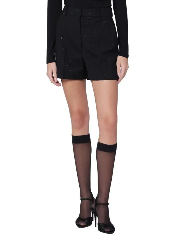 Max Mara Pinstripe-effect Sequined Shorts - Black