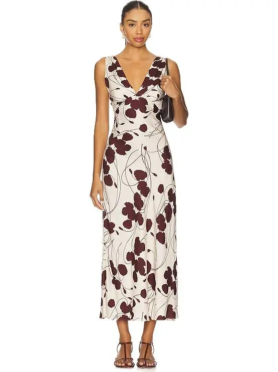 Faithfull The Brand Signe Maxi Dress - Dandelion Floral Bordeaux
