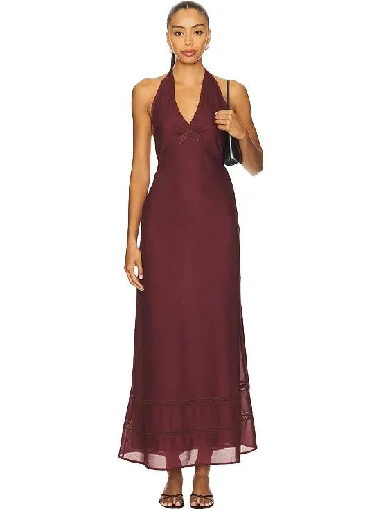 Faithfull The Brand Jasmine Maxi Dress - Bordeaux