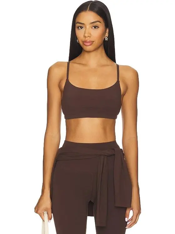 Year Of Ours Studio Racer Bralette In Brown - Dark Oak