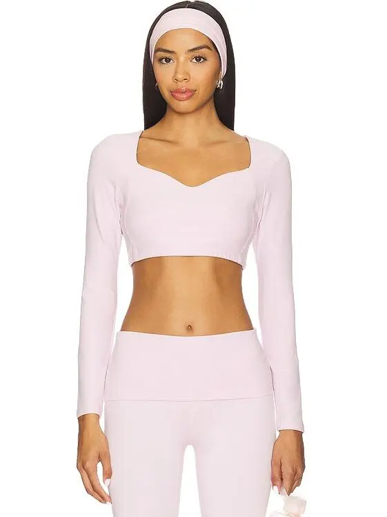 Year Of Ours Gabriette Longsleeve Sports Bra In Pink - Plie Pink