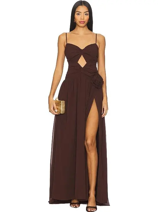 RUNAWAY THE LABEL Danika Maxi Dress - Chocolate