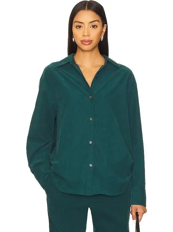 LA LIGNE Corduroy Button-down Shirt - Teal