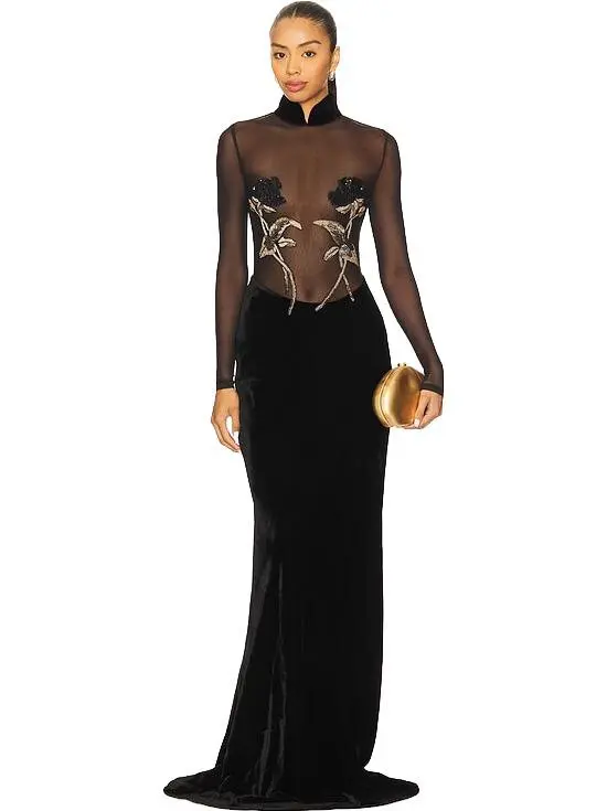 SAU LEE Uma Gown - Black