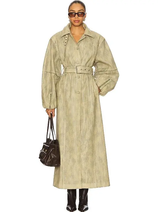 AFRM Carrington Maxi Trench Coat - Custard Cream