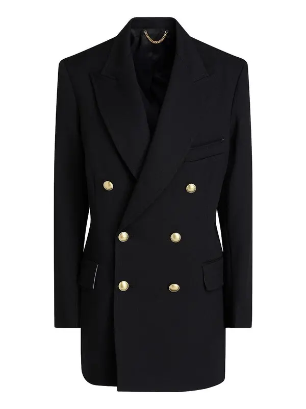 Victoria Beckham Double-breasted Grain De Poudre Blazer - Black