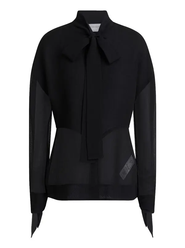 Victoria Beckham Pussybow Crepe Blouse - Black