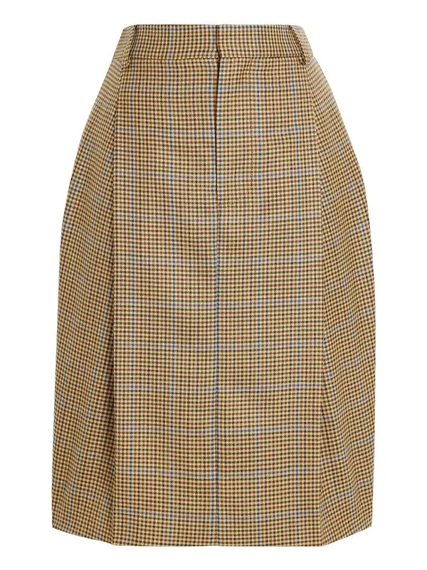 Victoria Beckham Houndstooth Wool Skirt - Sand