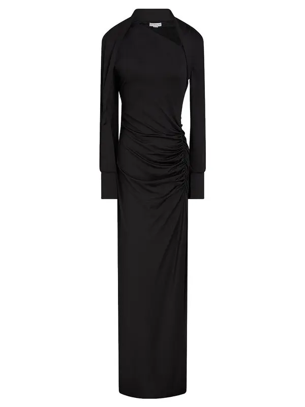 Victoria Beckham Asymmetric Ruched Stretch-jersey Maxi Dress - Black